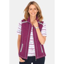 Kurzweste GOLDNER "Kurzgr&ouml;&szlig;e Freizeitweste aus w&auml;rmenden Strickfleece mit Stehkragen", Damen, Gr. 21, lila (cyclam, meliert), Obermaterial: 100% Polyester PES., normal, Westen, seitliche Eins&auml;tze aus elastischer Rippenware