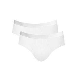 Slip Sloggi "Slip Basic Midi 2er Pack", Herren, Gr. L, wei&szlig;, Obermaterial: 96% Baumwolle CO. 4% Elasthan EL., Unterhosen Slip