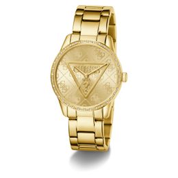 Quarzuhr Guess "ROXY", gold (goldfarben), Armbanduhren, Damen, Quarzuhr, Armbanduhr, Damenuhr, Edelstahlarmband, Kristallglas