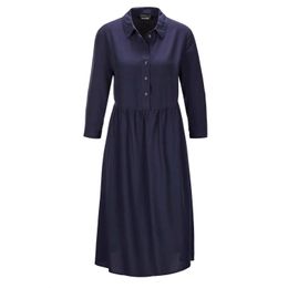 Blusenkleid GOLDNER "Kurzgr&ouml;&szlig;e Elegantes Sommerkleid mit Knopfleiste", Damen, Gr. 24, K-Gr, blau (marine), Obermaterial: 100% Viskose CV., Basic, normales B&uuml;ndchen, Kleider Blusenkleid, Nahttaschen an den Seiten