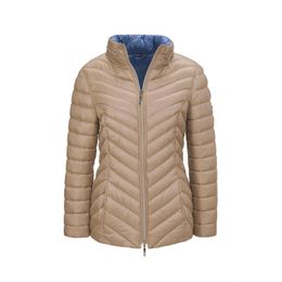 Steppjacke GOLDNER "Kurzgr&ouml;&szlig;e Leichte Steppjacke in knitterarmer Ware", Damen, Gr. 21, blau (cappuccino, schieferblau), Obermaterial: 100% Polyamid PA., normal, Sonstiges, Jacken Steppjacke, Leichte Wattierung mit Diagonalstepp