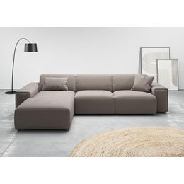 Ecksofa Home Affaire "Glimminge auch in Breitcord, Feincord, Boucl&eacute; + Easy care-Bezug", grau (taupe), B:294cm H:71cm T:191cm, Sofas, Ecksofa, L-Form, Breite 294, Zierkissen