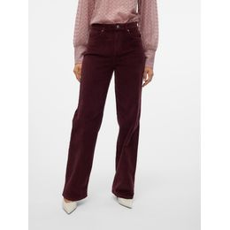 V&eacute;ro Moda Cordhose VERO MODA "VMTESSA HR WIDE CORDUROY PANTS GA NOOS", Damen, Gr. 26, L&auml;nge 32, winetasting, Cord, Obermaterial: 98% Baumwolle, 2% Elasthan, unifarben, bequem normal, Hosen Cordhose, Baumwollmischung, oversize