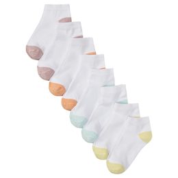 Kurzsocken bonprix, Damen, Gr. 31-34, bunt (wei&szlig;, mattrosa, vanillegelb, pastellblau, melba), Obermaterial: 77% Baumwolle, 21% Polyamid, 2% Elasthan, Socken, aus Baumwolle, Polyamid und Elasthan, mit Elasthan-Anteil