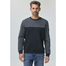 Sweatshirt Street One MEN, Herren, Gr. L (42), schwarz ink blau, Sweatware, 50% Baumwolle, 50% Polyester, comfort fit, Rundhals, Rippb&uuml;ndchen, Sweatshirts Sweatshirt, im soften Baumwoll-Mix