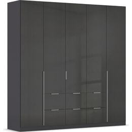 Dreht&uuml;renschrank OTTO HOME "Kleiderschrank Schrank Garderobe AGORDO mit Dekor- oder Hochglanzfront", grau (graumetallic, hochglanz effektgrau), Schr&auml;nke, B/H/T: 226cm x 229cm x 54cm, Griffe Alufarben, Holzwerkstoff, Dreht&uuml;renschrank, mit Au&szlig;enschubk&auml;sten, Serie in 7 Breiten und 2 H&ouml;hen MADE IN GERMANY, B:226cm H:229cm T:54cm