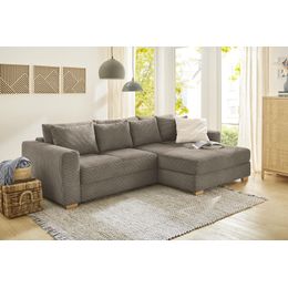 Jockenh&ouml;fer Ecksofa JOCKENH&Ouml;FER GRUPPE "Kampen L-Form, B: 288 cm", taupe, B:288cm T:130cm, Korpus: 100% Polyester;Kissen: 100% Polyester, Sofas, Ecksofa, mit Bettfunktion, Bettkasten & Zierkissen, Federkern