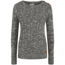 Strickfleece-Pullover oxmo "Strickpullover OXPhia", Damen, Gr. L, grau (dunkelgrau), Obermaterial: 100% Baumwolle CO., Pullover