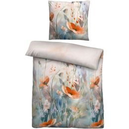 Bettw&auml;sche Biberna "616322", gold, B/L: 135cm x 200cm, 1 Stk., 1 Stk., Mako-Satin, B/L: 80cm x 80cm, 2, Mako-Satin, Obermaterial: 100% Baumwolle, Bettw&auml;sche, Bettw&auml;sche, feiner Glanz + weicher Griff, pflegeleicht, ganzj&auml;hrig einsetzbar, RV