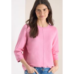 Sweatshirt Cecil, Damen, Gr. L (42), flamingo rose, Web, 100% Baumwolle, unifarben, comfort fit, Rundhals, abgesteppt, Sweatshirts Sweatshirt, aus reiner Baumwolle