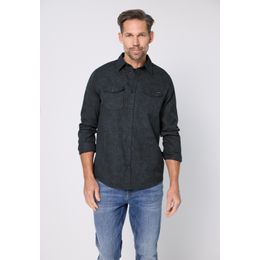 Langarmhemd Street One MEN, Herren, Gr. L (42), US-Gr&ouml;&szlig;en, nocturnal blau, Web, 100% Baumwolle, gemustert, normal normal, V-Ausschnitt, B&uuml;ndchen, Hemden, aus reiner Baumwolle