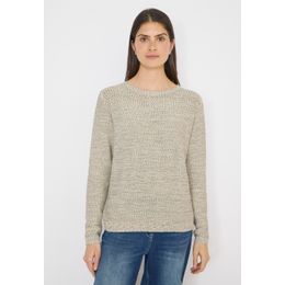 Strickpullover Cecil, Damen, Gr. L (42), bamboo gr&uuml;n melange, Web, 70% Baumwolle, 30% Polyester, gemustert, comfort fit normal, U-Boot-Ausschnitt, Rippb&uuml;ndchen, Pullover Strickpullover, mit U-Boot-Ausschnitt