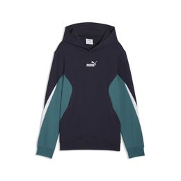 Hoodie Puma "Essentials Block Hoodie Jungen", Jungen, Gr. 128, new navy blau, Obermaterial: 32% Polyester, 68% Baumwolle. Kapuzenfutter: 100% Baumwolle. Rippe: 97% Baumwolle, 3% Elasthan. Seitentasche &ndash; Oben: 100% Baumwolle, normal, Sweatshirts Hoodie