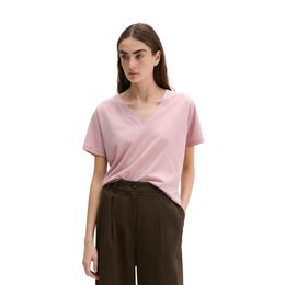 Marc O'Polo T-Shirt MARC O'POLO "aus leichtem Single Jersey", Damen, Gr. L, mild rose, Obermaterial: 100% Baumwolle, unifarben, Basic, regular fit, V-Ausschnitt, Shirts T-Shirt