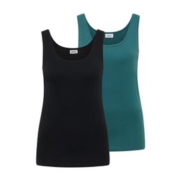 Tr&auml;gertop Cecil, Damen, Gr. L (42), jungle gr&uuml;n, universal blau, Web, 100% Baumwolle, unifarben, comfort fit normal, Rundhals, abgesteppt, Tops Tr&auml;gertop, aus reiner Baumwolle