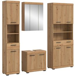 Badm&ouml;bel-Set Welltime "SIENA, 4 teilig, bestehend aus:", artisan eiche nachbildung, B:186cm H:191cm T:34cm, Holzwerkstoff, Kastenm&ouml;bel-Sets, Badm&ouml;bel-Set, Hochschrank schmal, WBU, Spiegelschrank, Hochschrank breit