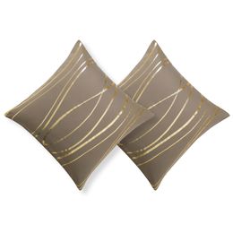 Kissenbezug OTTO HOME "Prag", braun (taupe), B:50cm L:50cm, Polyester, Obermaterial: 100% Polyester, Kissenbez&uuml;ge, Kissenbezug