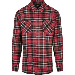 Langarmhemd Urban Classics "Urban Classics Herren Checked Roots Shirt", Herren, Gr. M, US-Gr&ouml;&szlig;en, rot (rot, schwarz), 100% Baumwolle, normal, Hemden