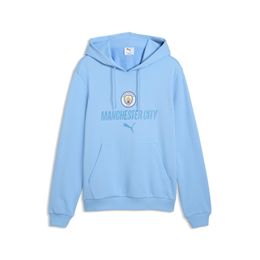 Hoodie Puma "Manchester City ftblCulture Hoodie Herren", Herren, Gr. L, team light blau dewdrop, Obermaterial: 32% Polyester, 68% Baumwolle. Kapuzenfutter: 100% Baumwolle. Rippe: 3% Elasthan, 97% Baumwolle, normal, Sweatshirts Hoodie