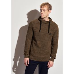Strickpullover Street One MEN, Herren, Gr. M (40), ash braun, Web, 100% Baumwolle, gemustert, normal normal, hoch geschlossener Ausschnitt, B&uuml;ndchen, Pullover Strickpullover, aus reiner Baumwolle