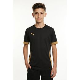 Fu&szlig;balltrikot Puma "TEAMGOAL MATCHDAY JERSEY JR", M&auml;dchen, Gr. 128, schwarz (Puma schwarz, Puma gold, matte gold), Interlock, Obermaterial: 100% Polyester, unifarben, regular fit normal, Rundhals, Trikots Fu&szlig;balltrikot, f&uuml;r Jugendliche, Fu&szlig;ball, Kurzarm, sportlicher Stil, aus Polyester