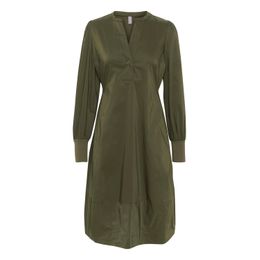 Midikleid Culture "Kleid CUantoinett", Damen, Gr. S, N-Gr, gr&uuml;n (burnt olive), Obermaterial: 65% Baumwolle CO. 33% Polyester PES. 2% Elasthan EL., Kleider Midikleid