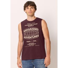 Tanktop Street One MEN, Herren, Gr. L (42), burnt crimson rot, Web, 100% Baumwolle, bedruckt, normal normal, Rundhals, abgesteppt, Tops Tanktop, aus reiner Baumwolle