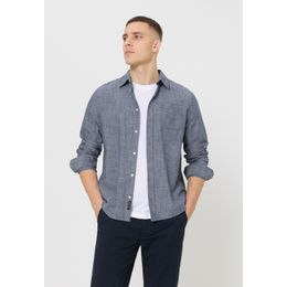 Langarmhemd Street One MEN, Herren, Gr. L (42), US-Gr&ouml;&szlig;en, schwarz ink blau, Web, 100% Baumwolle, unifarben, normal normal, V-Ausschnitt, B&uuml;ndchen, Hemden, aus reiner Baumwolle