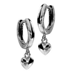 Klappcreolen OSTSEE-SCHMUCK "- kleines Herz - Silber 925/000 -" Gr. 19, silber (silber 925, silberfarben, wei&szlig;), Ohrringe, Damen, 19, Klappcreolen