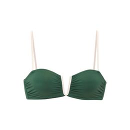 Bandeau-Bikini-Top Copenhagen Studios "Emma", Damen, Gr. 34, Cup C/D, dunkelgr&uuml;n, Recycling-Polyamid, Bikini-Oberteile, mit Kontrastdetails