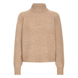 Strickpullover B.Young "Langarm BYMONNA", Damen, Gr. L, braun (walnut melange), Obermaterial: 51% Polyacryl PAN. 28% Polyester PES. 18% Alpaka WP. 3% Elasthan EL., Pullover Strickpullover