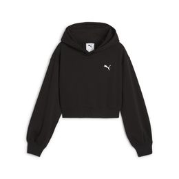 Hoodie Puma "WARDROBE ESS Kurzer Hoodie M&auml;dchen", M&auml;dchen, Gr. 128, schwarz, Obermaterial: 32% Polyester, 68% Baumwolle. Rippe: 4% Elasthan, 96% Baumwolle, relaxed fit, Sweatshirts Hoodie