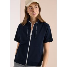 Cecil Damen Sweatjackeuniversal blau, Gr. XS, unifarben, Sweatware, 100% Baumwolle, Sweatjacken, mit Stehkragen