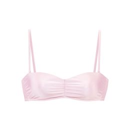 Bandeau-Bikini-Top Copenhagen Studios "Manon", Damen, Gr. 36, Cup C/D, rose, Recycling-Polyamid, gl&auml;nzend, Bikini-Oberteile, aus gl&auml;nzendem Material