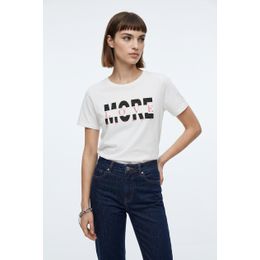 V&eacute;ro Moda Kurzarmshirt VERO MODA "VMHEIDI PAULINA SS TOP BOX JRS", Damen, Gr. L, snow wei&szlig; print:more love, Jersey, Obermaterial: 100% Baumwolle, bedruckt, regular fit normal, Rundhals, Shirts, Baumwolle, regular fit