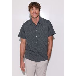 Kurzarmhemd Street One MEN, Herren, Gr. L (42), US-Gr&ouml;&szlig;en, schwarz ink blau, Web, 100% Baumwolle, gemustert, normal normal, V-Ausschnitt, abgesteppt, Hemden, aus reiner Baumwolle