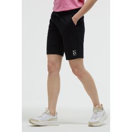 Sporthose SOCCX, Damen, Gr. L, Normalgr&ouml;&szlig;en, schwarz (blau), Sweatware, Material: 50% Baumwolle, 50% Polyester, bedruckt, regular fit kurz, Hosen Sporthose, mit Elastikbund und Kordel
