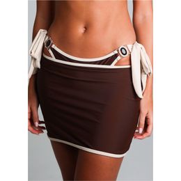 Sommerrock MODA MINX, Damen, Gr. S, braun, 82% Polyamid, 18% Elasthan, mehrfarbig, kurz, R&ouml;cke, im Kontrast-Design