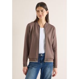 Sweatjacke Cecil, Damen, Gr. L (42), urban taupe, Sweatware, 67% Polyester, 30% Viskose, 3% Elasthan, unifarben, comfort fit normal, Rundhals, Rippb&uuml;ndchen, Sweatjacken Sweatjacke, Rundhalsausschnitt