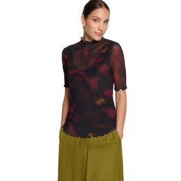 Kurzarmshirt Zero "Damen mit Muster", Damen, Gr. 34, schwarz, dunkelrot, Obermaterial: 95% Polyester, 5% Elasthan. Futter: 95% Polyester, 5% Elasthan, figurbetont normal, Shirts, Material