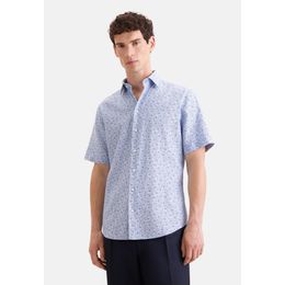 Leinenhemd Seidensticker "Schwarze Rose", Herren, Gr. S (38), normale &Auml;rmell&auml;ngen, hellblau, 100% Leinen, bedruckt, tailored fit, Hemden, Shaped 1/2 Kentkragen Druck