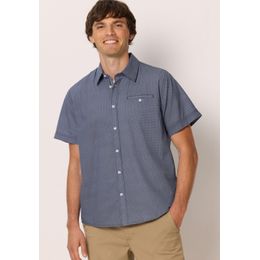 Kurzarmhemd Street One MEN, Herren, Gr. L (42), US-Gr&ouml;&szlig;en, beach blau, Web, 100% Baumwolle, unifarben, normal normal, V-Ausschnitt, abgesteppt, Hemden, mit Brusttasche