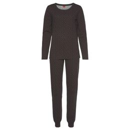 Pyjama s.Oliver, Damen, Gr. 32/34, schwarz, rot, Single Jersey, Obermaterial: 66% Polyester, 29% Viskose, 5% Elasthan, bequem lang, Rundhals, Homewear-Sets Pyjama, inklusive Schlafmaske und Scrunchie