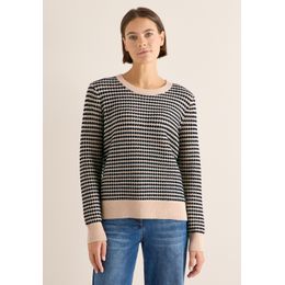 Strickpullover Cecil, Damen, Gr. L (42), beige (oat milk beige), Feinstrick, 30% Polyester, 29% Polyacryl, 21% Viskose, 20% Nylon, Strukturmuster, comfort fit normal, Rundhals, B&uuml;ndchen, Pullover Strickpullover, aus softem Materialmix