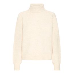 Strickpullover B.Young "Langarm BYMONNA", Damen, Gr. L, blau (birch melange), Obermaterial: 51% Polyacryl PAN. 28% Polyester PES. 18% Alpaka WP. 3% Elasthan EL., Pullover Strickpullover