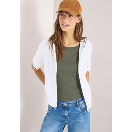 Sweatjacke Cecil, Damen, Gr. L (42), vanillewei&szlig;, Sweatware, 50% Polyester, 47% Baumwolle, 3% Elasthan, unifarben, comfort fit normal, ohne Ausschnitt, B&uuml;ndchen, Sweatjacken Sweatjacke, mit Kapuze