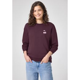 Sweatshirt STREET ONE STUDIO, Damen, Gr. 34, lila (very berry), Sweatware, 60% Baumwolle, 40% Polyester, bedruckt, normal, Rundhals, B&uuml;ndchen, Sweatshirts Sweatshirt, mit Wording und Print