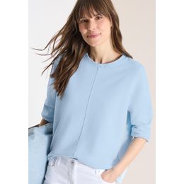 Sweatshirt Cecil, Damen, Gr. L (42), fresh water blau, Web, 100% Baumwolle, unifarben, comfort fit, Rundhals, abgesteppt, Sweatshirts Sweatshirt, aus reiner Baumwolle