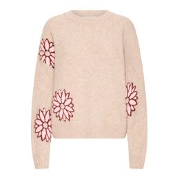 Strickpullover B.Young "Strickpullover BYOMEA", Damen, Gr. L, grau (cement mix), Obermaterial: 53% Polyester PES. 39% Polyacryl PAN. 5% Wolle mw. 3% Elasthan EL., Pullover Strickpullover