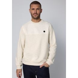 Sweatshirt Street One MEN, Herren, Gr. L (42), granite beige, Sweatware, 50% Baumwolle, 50% Polyester, unifarben, normal, Rundhals, Rippb&uuml;ndchen, Sweatshirts Sweatshirt, mit Struktur-Optik